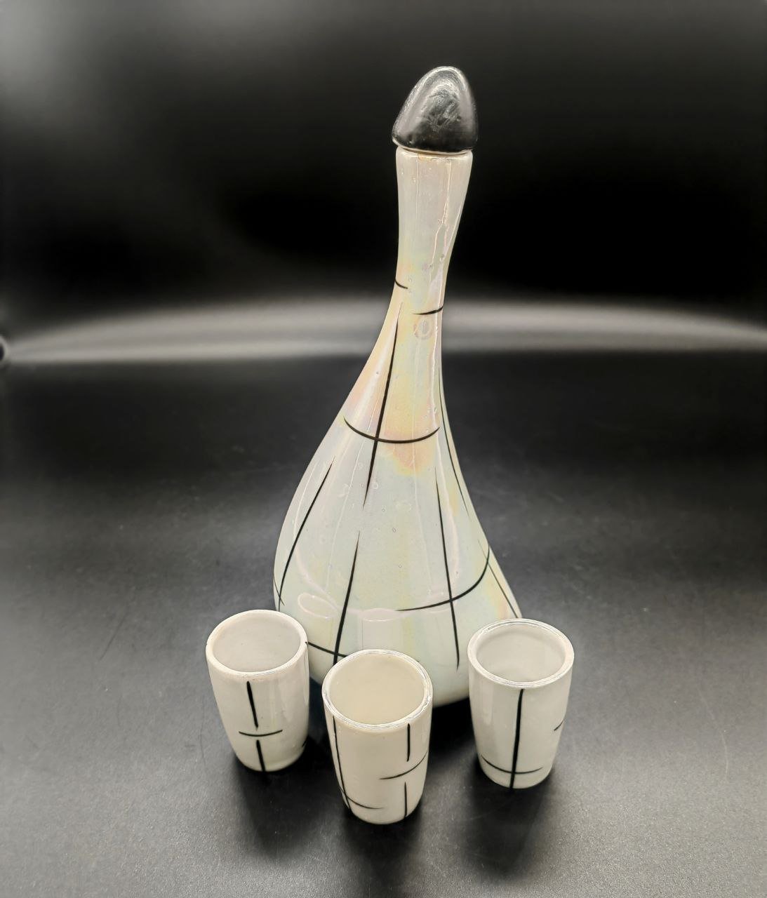 Набор для подачи крепких напитков: штоф "Гусь" и 3 стопки, фарфор ...