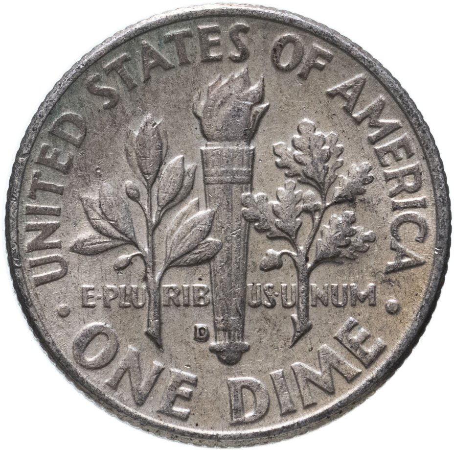 Монета США 10 центов (дайм, one dime) 1963 D "Silver Roosevelt Dime ...