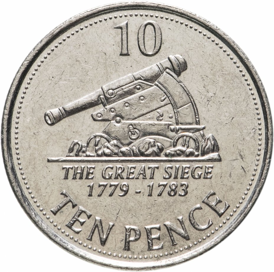 Монета гибралтар 10 пенсов (pence) 2013 "Большая осада Гибралтара 1779 ...