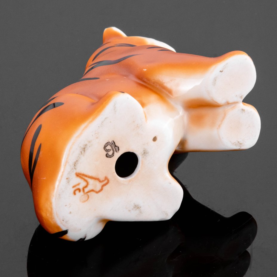 Статуэтка Тигр фарфор роспись Дулевский фарфоровый завод Дулево СССР 1968 1991 гг