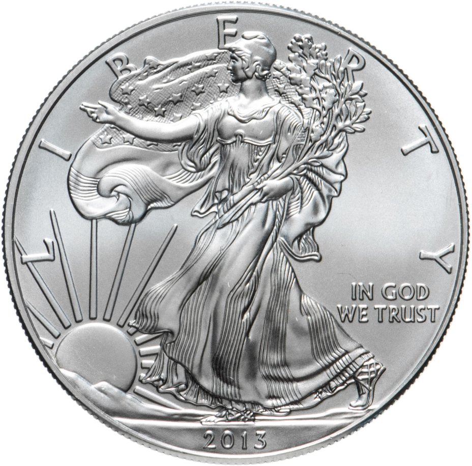 Монета США 1 доллар 2013 "Американский серебряный орёл" стоимостью 5516 ...