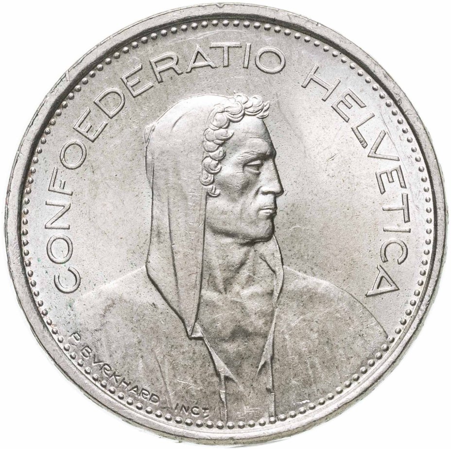 Монета Швейцария 5 франков (francs) 1969 стоимостью 1730 руб.