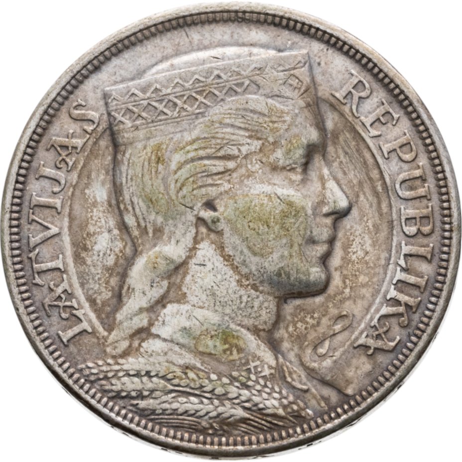 Монета Латвия 5 латов (lati) 1932 стоимостью 4306 руб.
