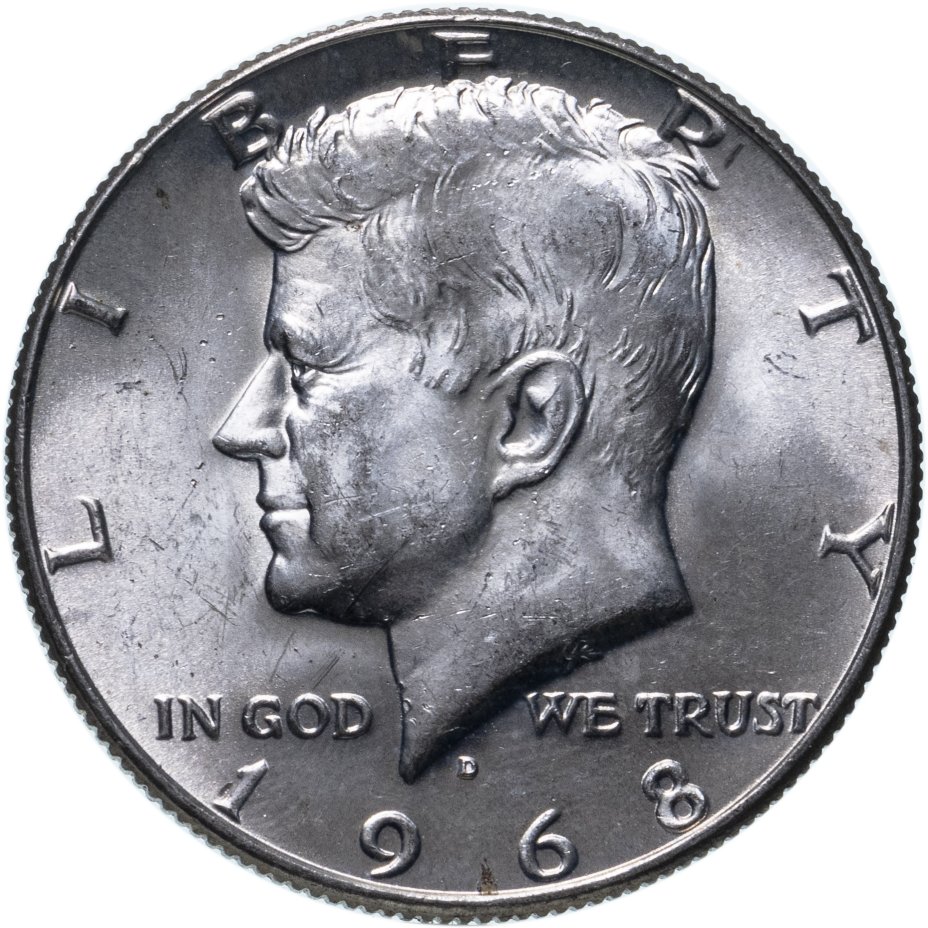 США 50 центов (1/2 доллара, half dollar) 1968 Kennedy Half Dollar ...