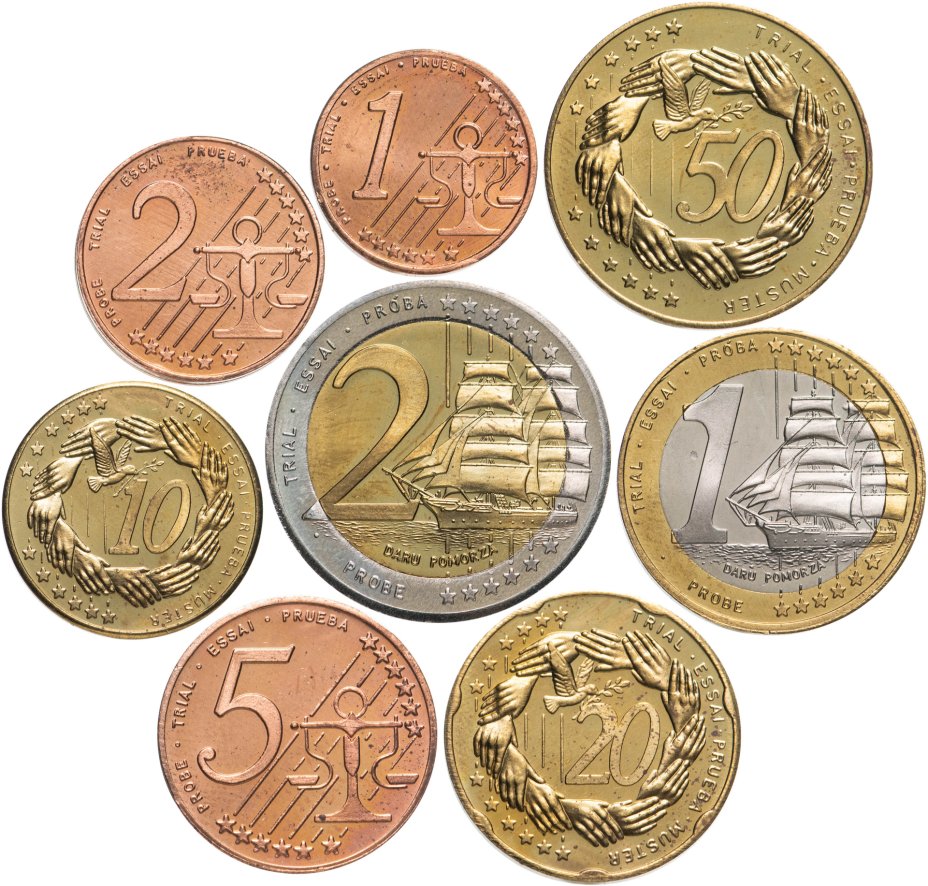 Польша набор из 8 жетонов евро (euro-token) 2004 стоимостью 1704 руб.