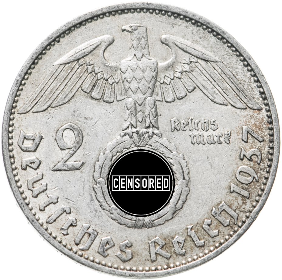 Германия, Третий Рейх 2 рейхсмарки 1937, знак монетного двора "А ...