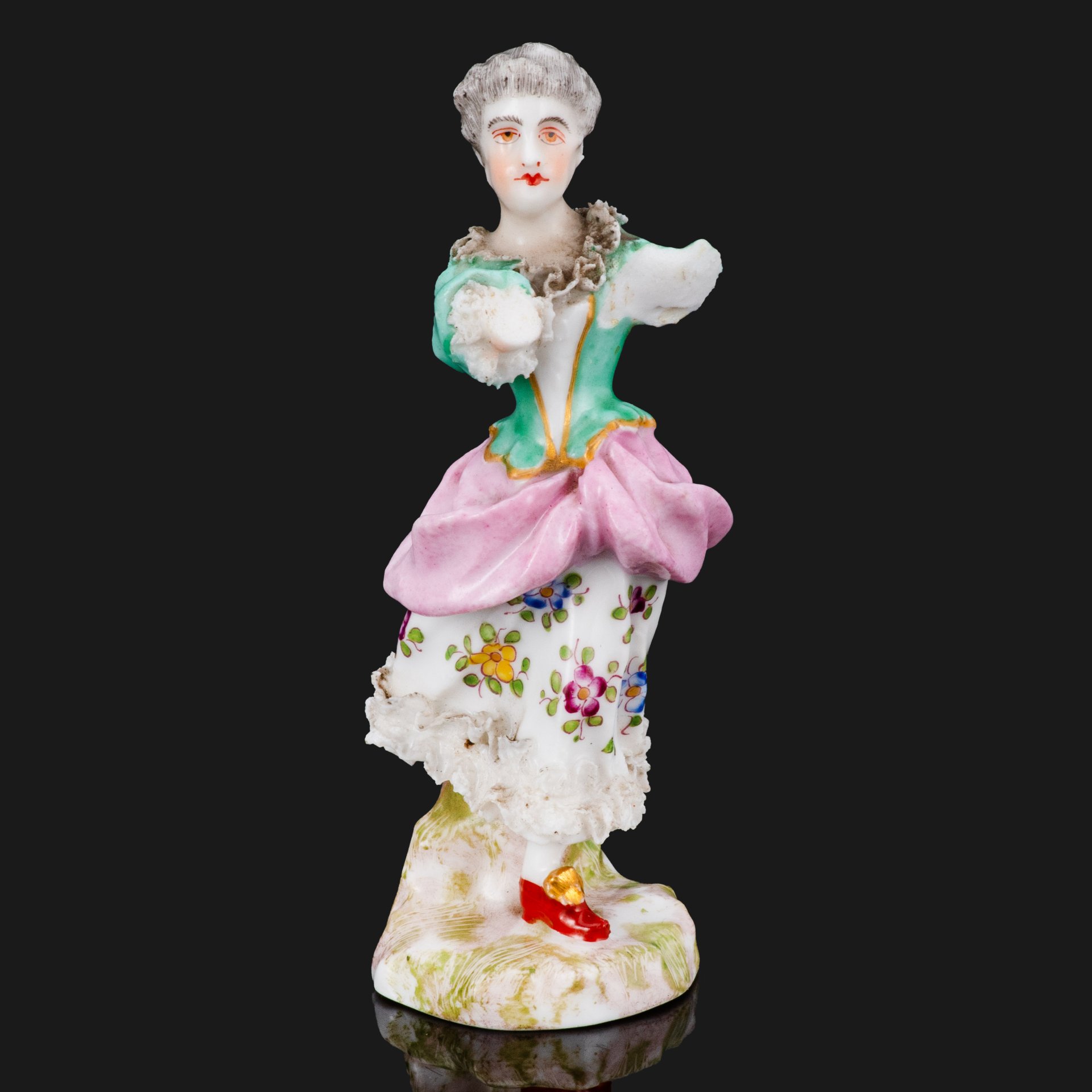 Статуэтка "Девушка с бубном", Eugene-Marx Clauss, фарфор, роспись ...