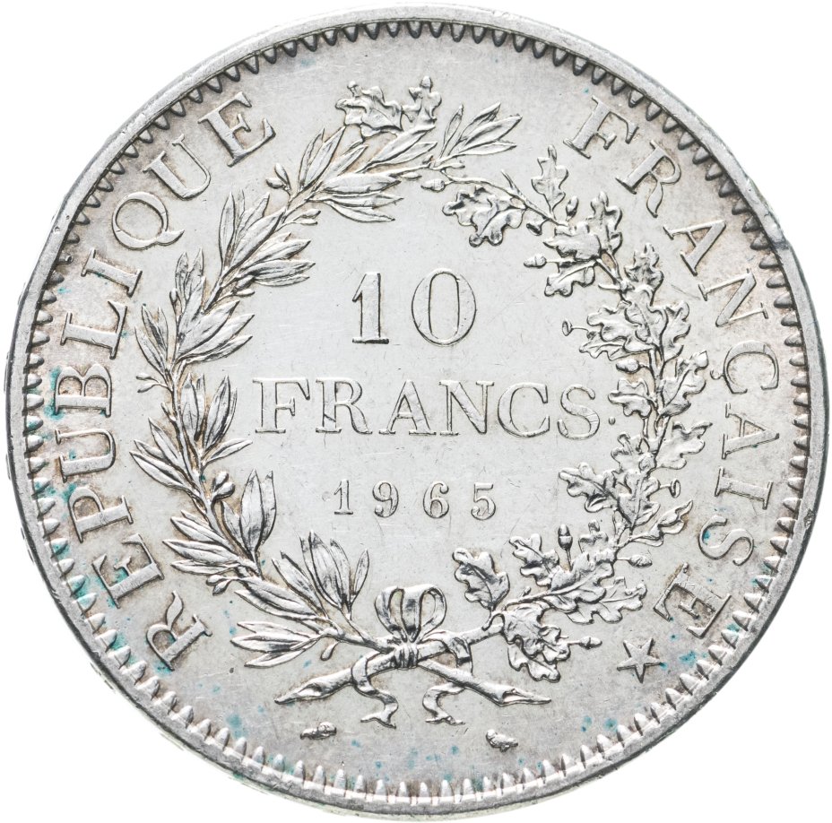 Монета Франция 10 франков 1965 стоимостью 4250 руб.