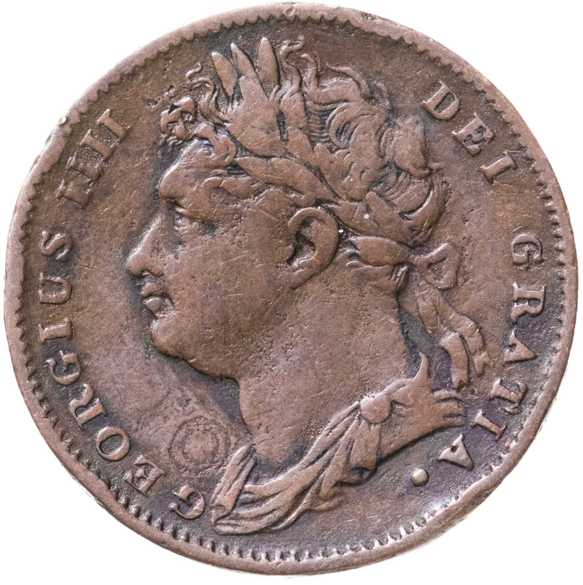 Монета Великобритания 1 фартинг (farthing) 1823 стоимостью 3216 руб.