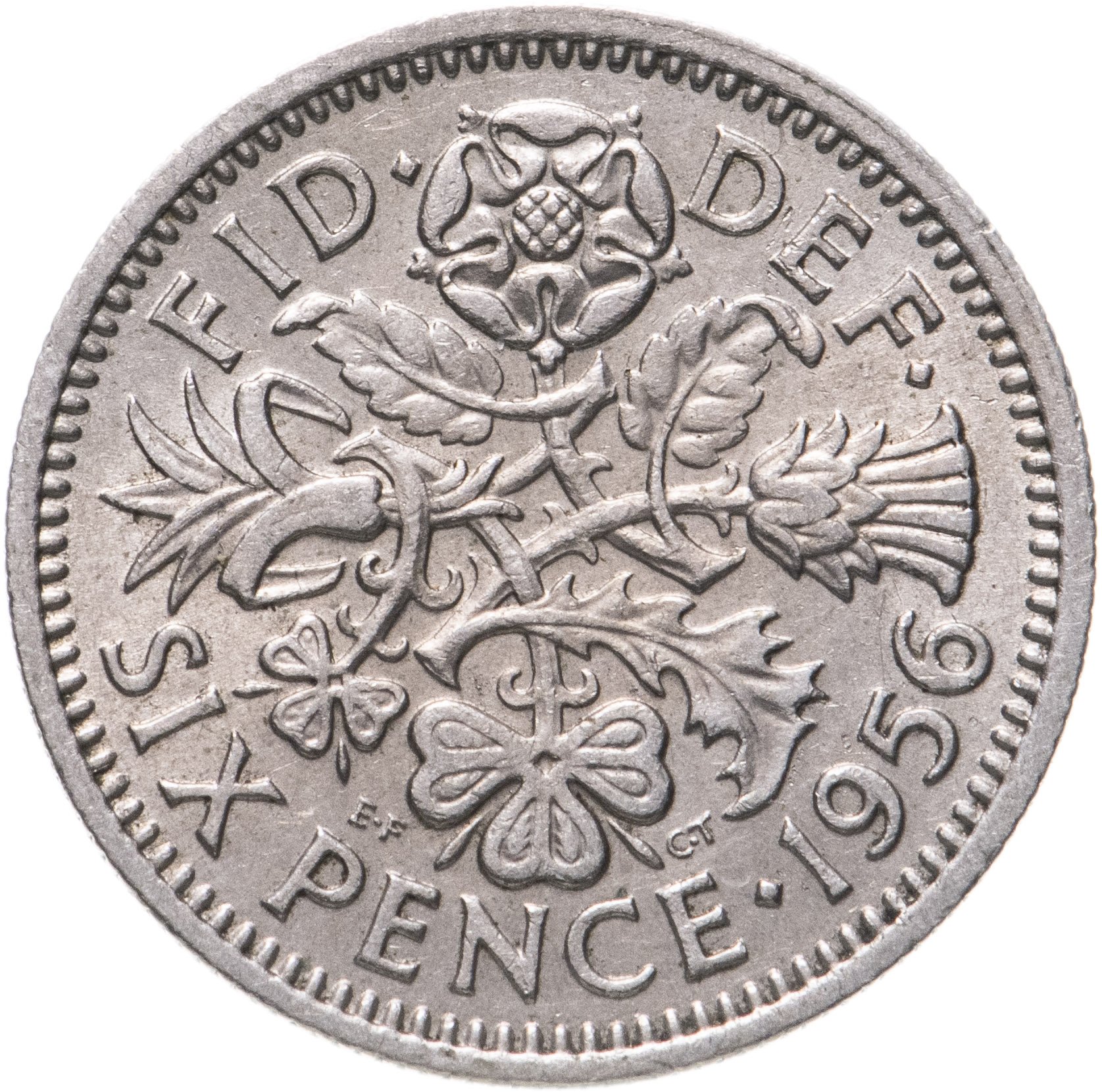 Монета Великобритания 6 пенсов 1956 стоимостью 133 руб.