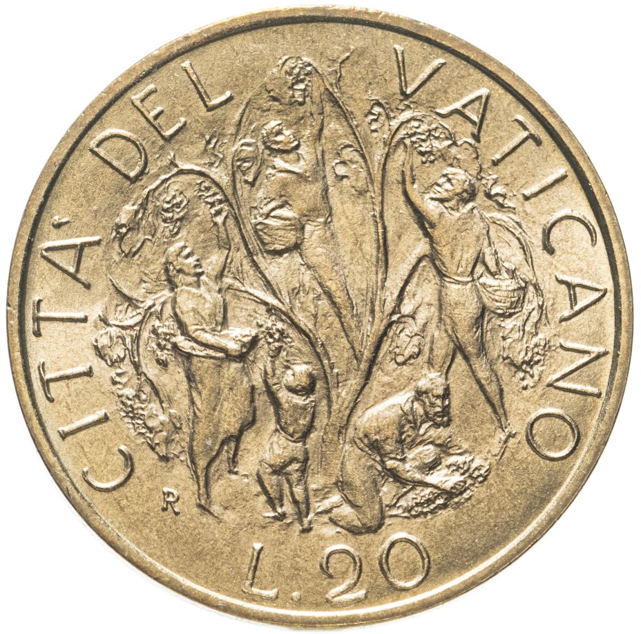 Монета Ватикан 20 лир (lire) 1989 стоимостью 616 руб.