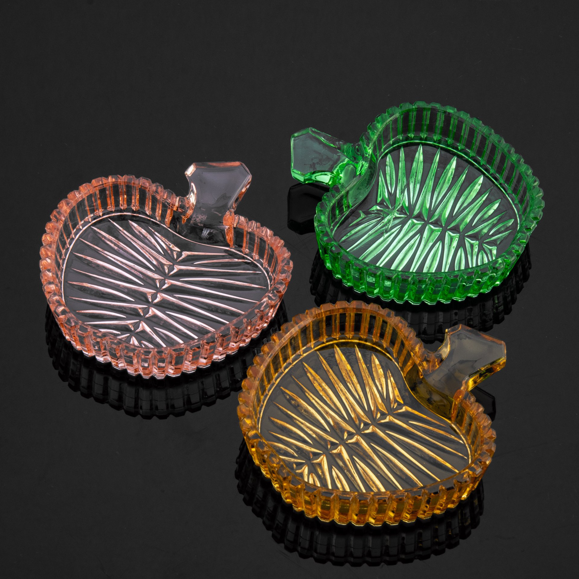 Набор из 3 розеток в форме яблока, цветное стекло, СССР, 1970-1990 гг ...