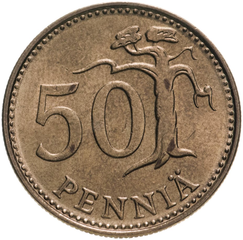 Монета Финляндия 50 пенни (pennia) 1981 стоимостью 161 руб.