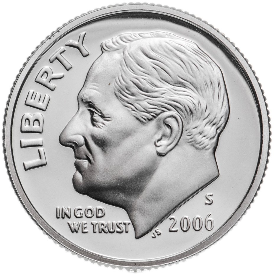 Монета США 1 дайм 2006 Silver Roosevelt Dime стоимостью 916 руб.