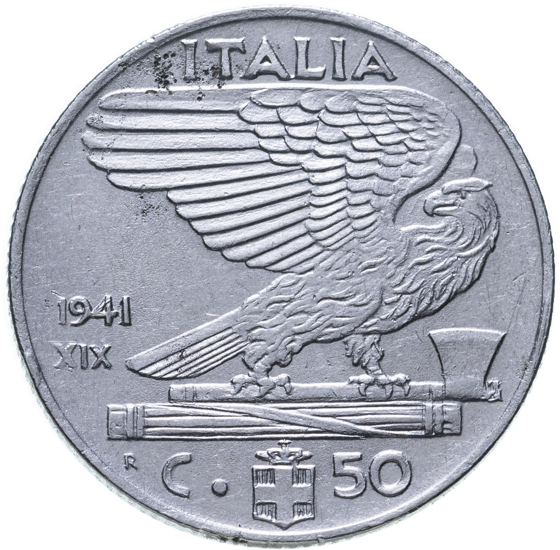 Монета Италия 50 чентезимо (centesimi) 1941 стоимостью 480 руб.