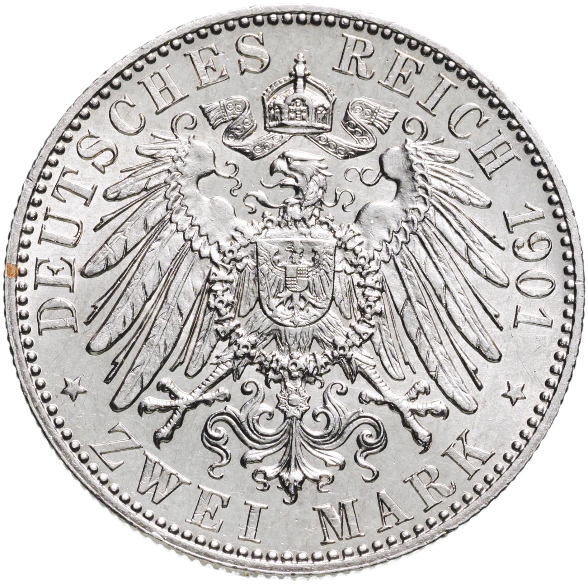 Монета германская Империя 2 марки (mark) 1901 "200 лет Пруссии ...